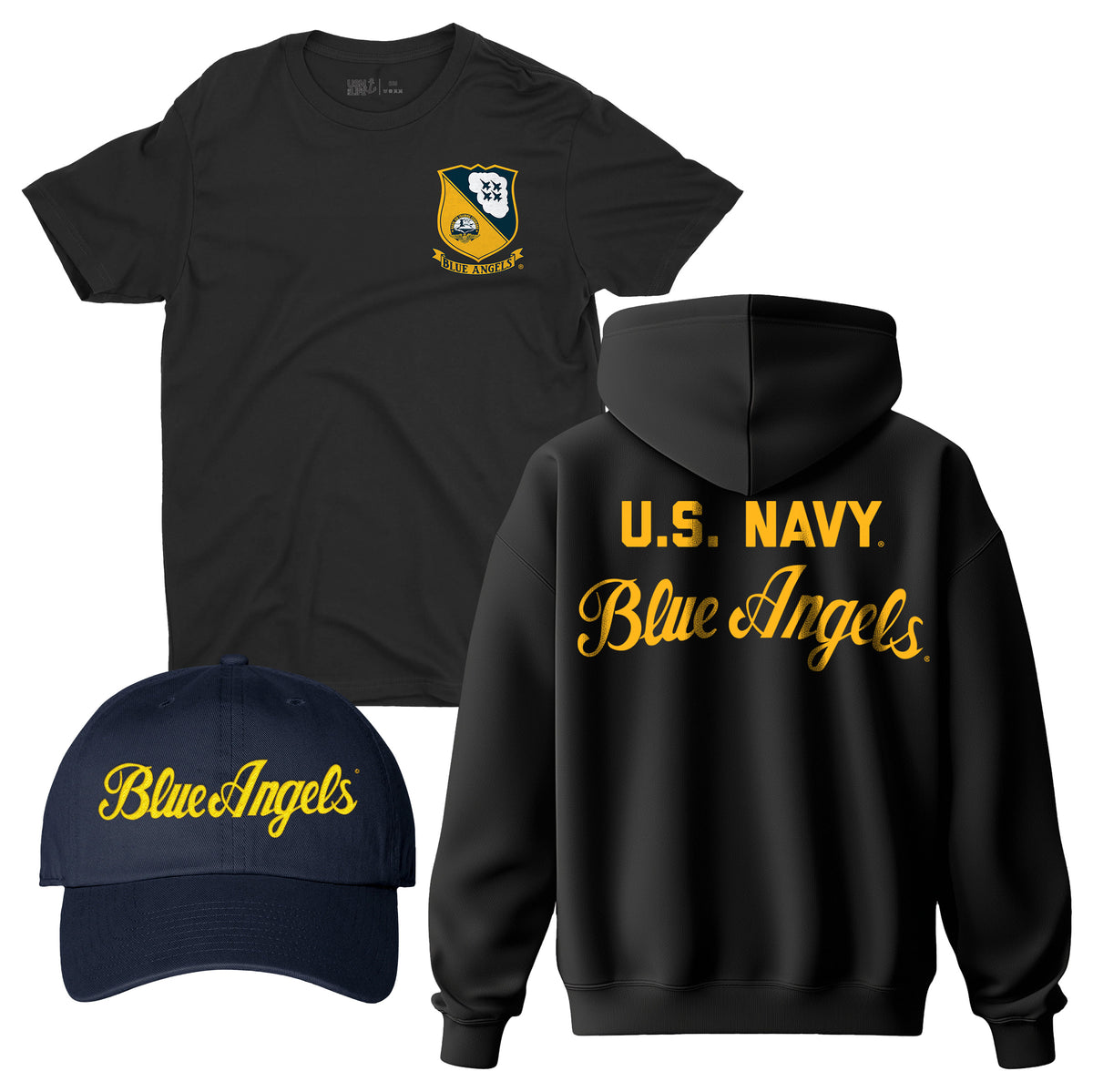 The Blues Deluxe Bundle: Blue Angels Hoodie, T-Shirt, & Hat — USN for Life